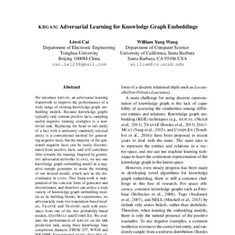 Kbgan Adversarial Learning For Knowledge Graph Embeddings Acl Anthology