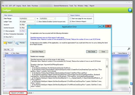Troubleshooting Error When Export Grid Ledger To Excel Specified