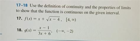 Solved 17 18 Use The Definition Of Continuity And The