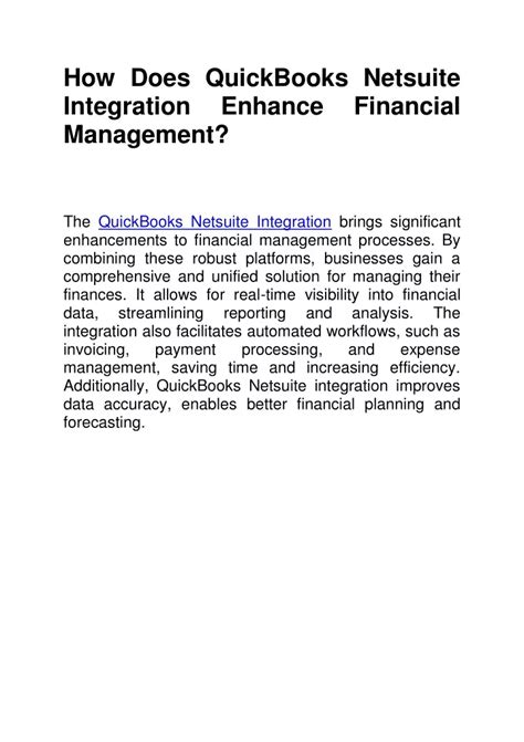 Ppt How Does Quickbooks Netsuite Integration Enhance Financial