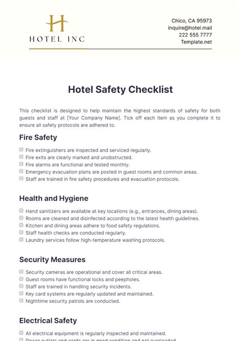 Free Hotel Housekeeping Checklist Template To Edit Online