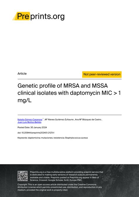 Pdf Genetic Profile Of Mrsa And Mssa Clinical Isolates With