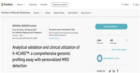 Analytical Validation And Clinical Utilization Of K 4care™ A Comprehensive Genomic Profiling