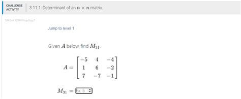 Challengeactivity3 11 1 Determinant Of An N×n