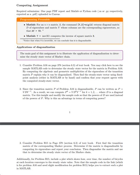 Solved Using MatLab Computing AssignmentRequired Submission Chegg