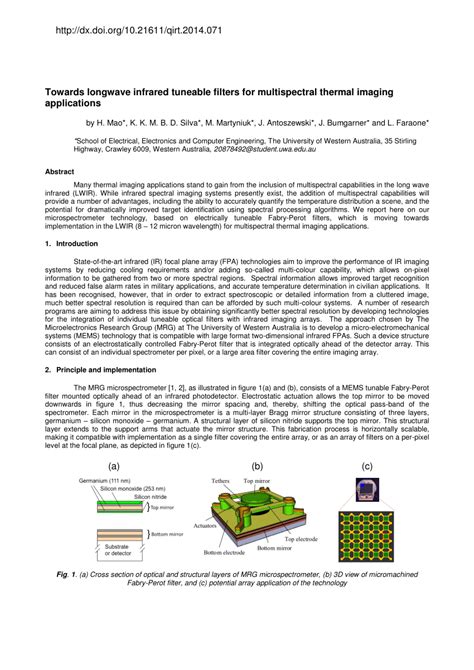 Pdf Towards Longwave Infrared Tunable Filters For Multispectral