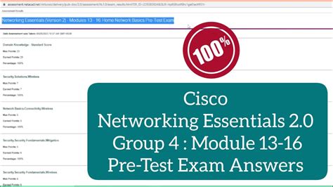 Cisco Networking Essentials 2 0 Group 4 Modules 13 16 Pretest Exam Answers Networking