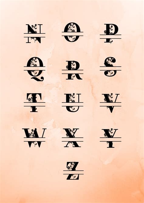 Split Monogram Svg Floral Monogram Svg File Monogram Etsy