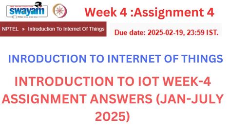 Introduction To Iot Week 4 Assignment Answers Nptel Jan Apr 2025