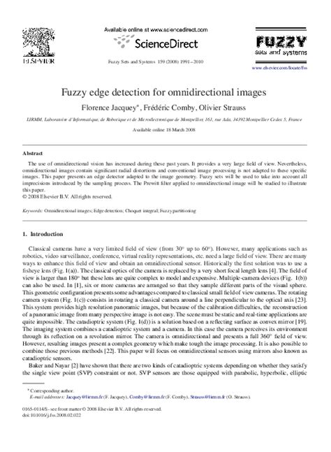 Pdf Fuzzy Edge Detection For Omnidirectional Images