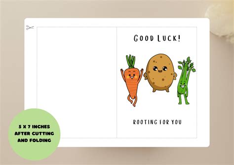 Printable Good Luck Card Printable Card Funny Card With Vegetables