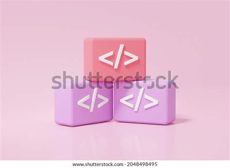 Coding Language Development Icon On Pink Stock Illustration 2048498495