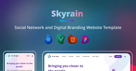 Skyrain Social Network And Digital Branding Html React Vue And Figma Template
