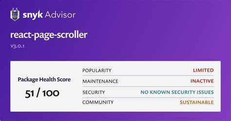 react page scroller npm package health analysis snyk