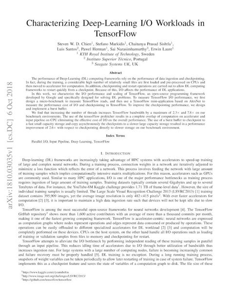 Pdf Characterizing Deep Learning Io Workloads In Tensorflow · Characterizing Deep Learning I