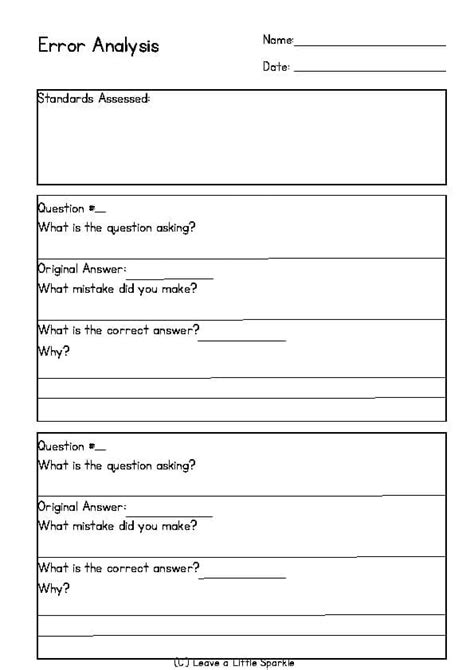 Assessment Error Analysis By Leave A Little Sparkle Tpt