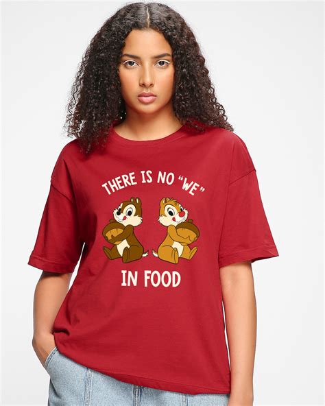 Buy Womens Red There Is No We In Food Graphic Printed Oversized T Shirt Online At Bewakoof