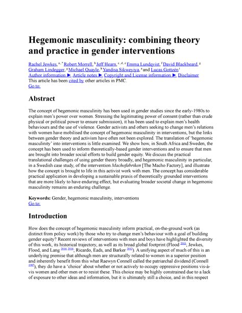 Hegemonic Masculinity Examples