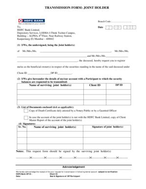 Hdfc Bank Signature Verification Form Pdf Page PdfFiller