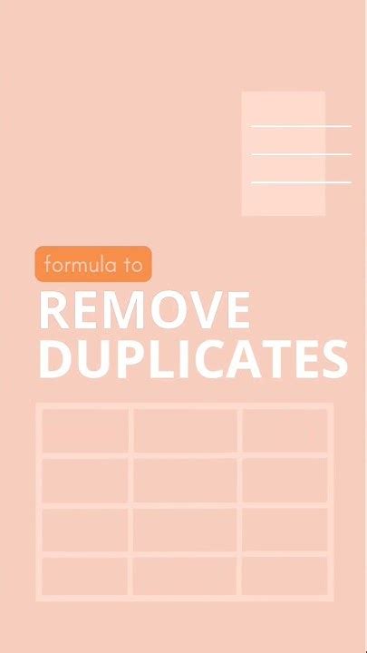 Formula To Remove Duplicates Quickly Exceltutorial Excel Exceltips