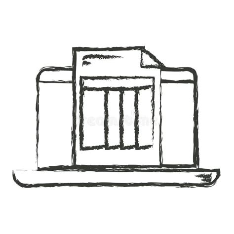 Monochrome Blurred Silhouette Of Laptop Computer And Billing Sheet Stock Vector Illustration