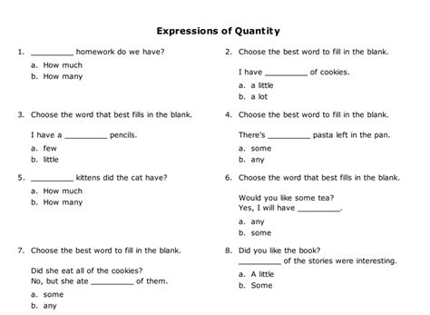 Expressions Of Quantity