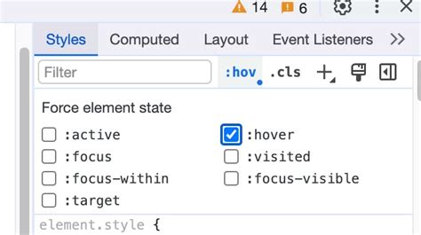 How To Inspect Element In Chrome That Toggles On Hover Or Mouse Enter Event