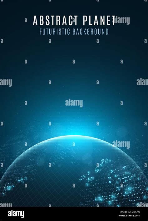 Abstract Planet Earth Glowing Map Of Square Dots Futuristic Dark
