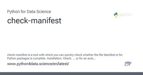 Check Manifest Python For Data Science 2430