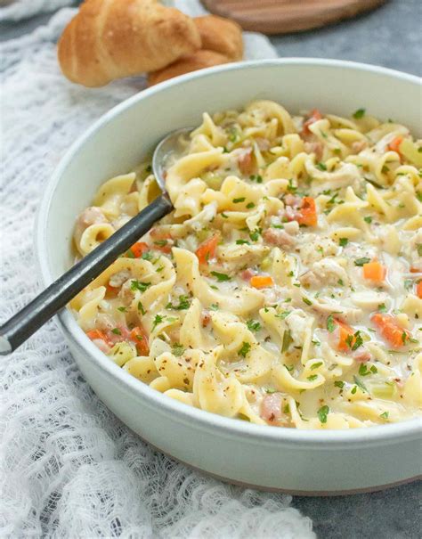 Creamy Chicken Noodle Soup With Pancetta Soupaddict