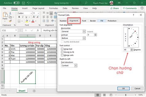 Định Hướng Văn Bản Trong Excel Học Excel Cơ Bản Viettuts