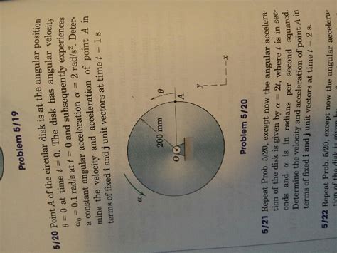 solved point a of the circular disk is at the angular