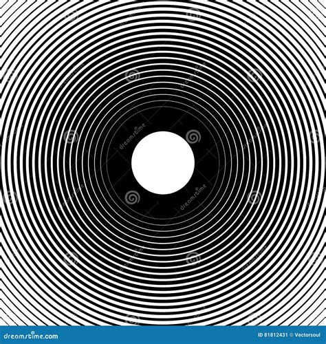 Concentric Circles Radial Lines Patterns Monochrome Abstract Stock Vector Illustration Of