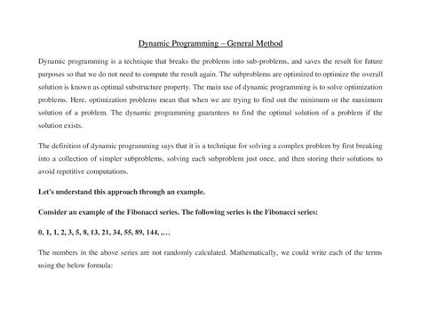 Module 4 Dynamic Programming Dynamic Programming General Method