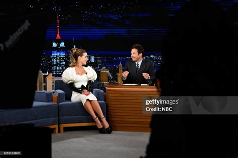 Actress Kate Beckinsale And Host Jimmy Fallon During Promos On News