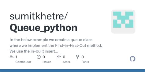 Github Sumitkhetrequeuepython In The Below Example We Create A
