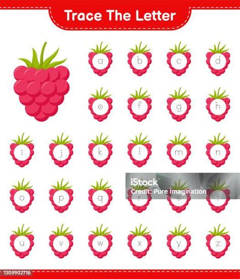 편지를 추적합니다 라즈베리와 편지를 추적 교육 어린이 게임 인쇄 워크 시트 벡터 일러스트레이션 0명에 대한 스톡 벡터 아트 및 기타 이미지 Istock