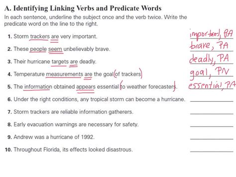 Linking Verbs And Predicate Words Worksheets Library