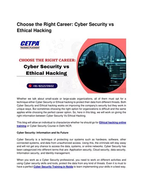 Ppt Choose The Right Career Cyber Security Vs Ethical Hacking Powerpoint Presentation Id