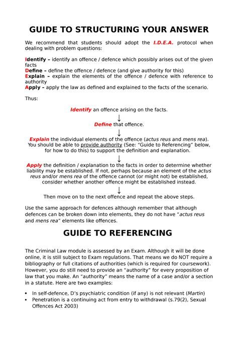 Guide To Structuring And Referencing Guide To Structuring Your Answer