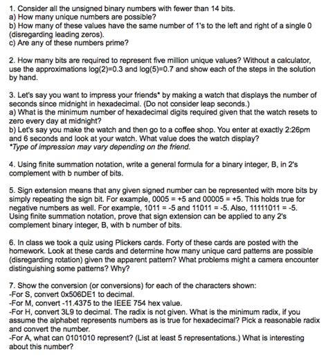 Solved 1 Consider All The Unsigned Binary Numbers With