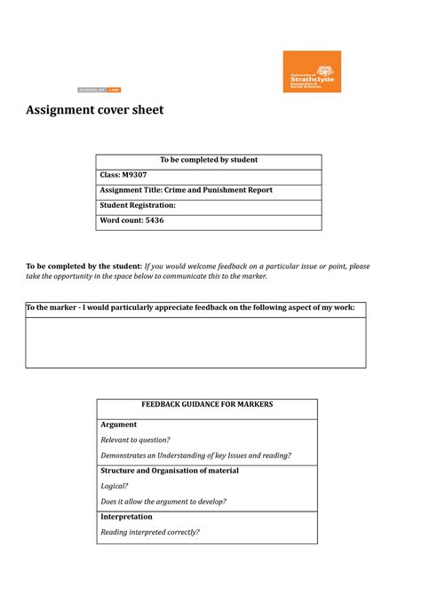 Crime And Punishment Assignment Overall Assignment Cover Sheet To Be Completed By Student
