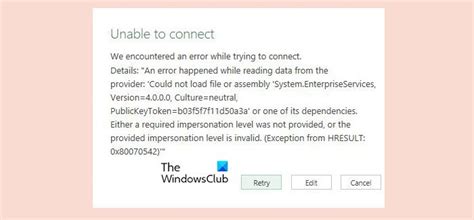Power Bi Unable To Connect We Encountered An Error While Trying To Connect