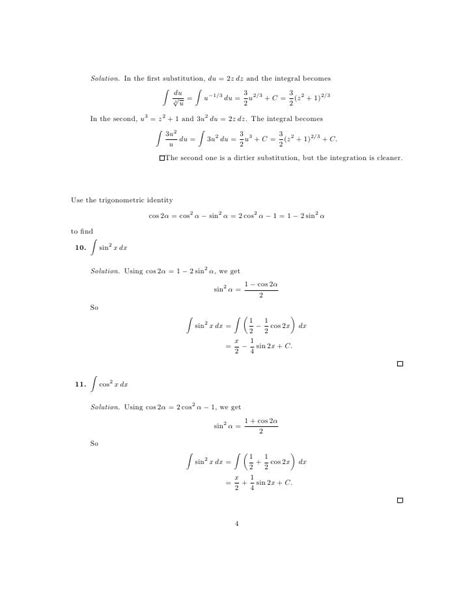 Lesson 28 Integration By Substitution Worksheet Solutions