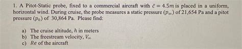 Solved 1 A Pitot Static Probe Fixed To A Commercial