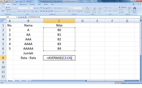 Menjalankan Rumus Sum And Average Pada Ms Excel
