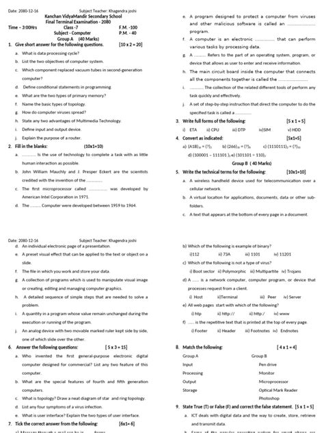 Final Class 7 Computer Paper 2080 Pdf Computer Program Programming