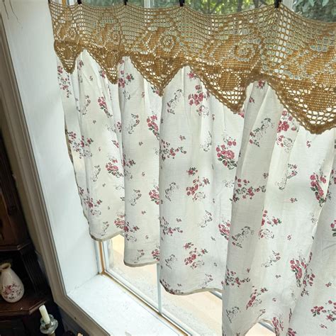 Weaving Hollow Floral Cafe Curtains Romantic French Shabby Chic Short
