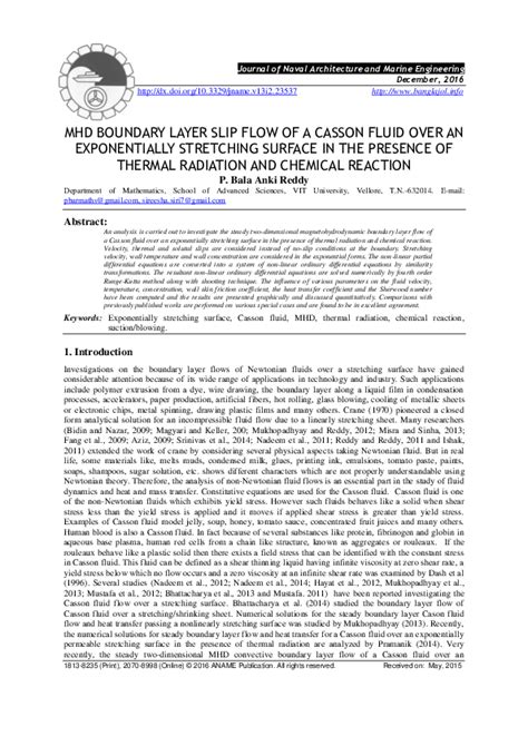 Pdf Mhd Boundary Layer Slip Flow Of A Casson Fluid Over An