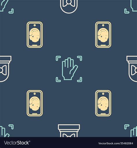 Set Line Motion Sensor Mobile With Fingerprint Vector Image